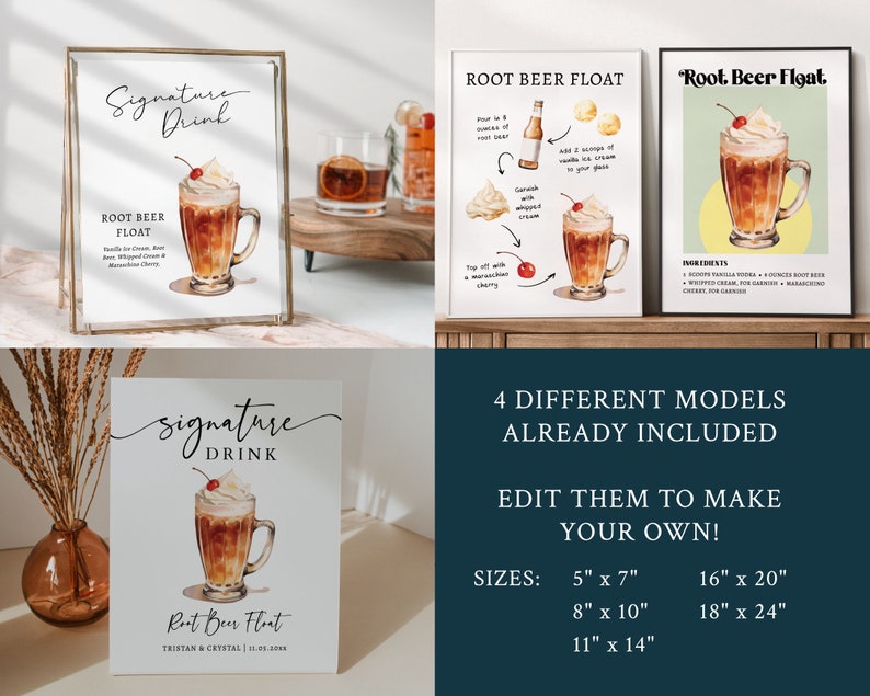 EDITABLE | Root Beer Float Bar Sign Template, 0042AA - Etsy