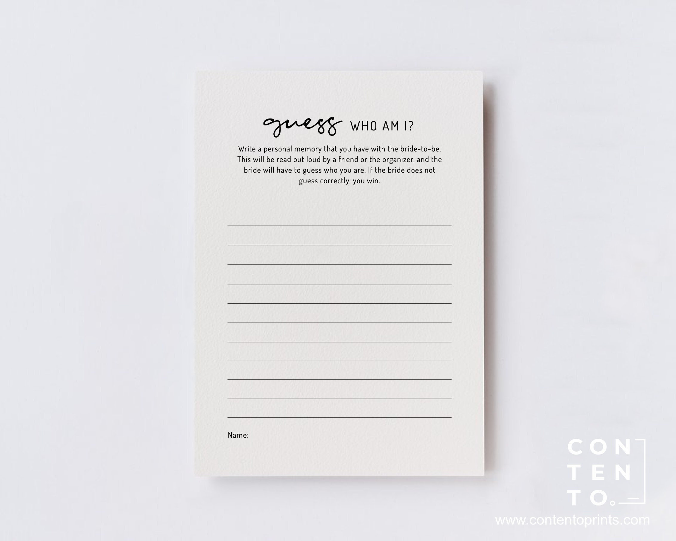 EDITABLE Guess Who Am I Game Template, Minimalist Bachelorette Party ...