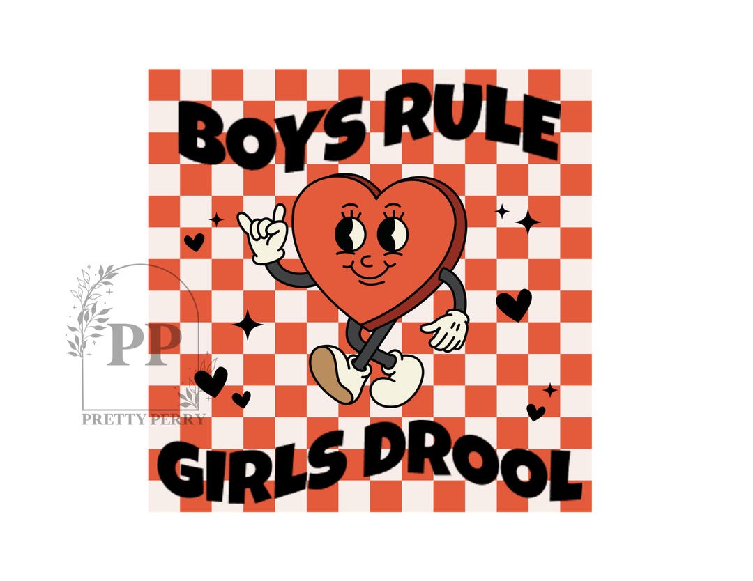 Boys Rule, Girls Drool PNG, Kids Vday PNG, Valentine Checkered Trendy ...