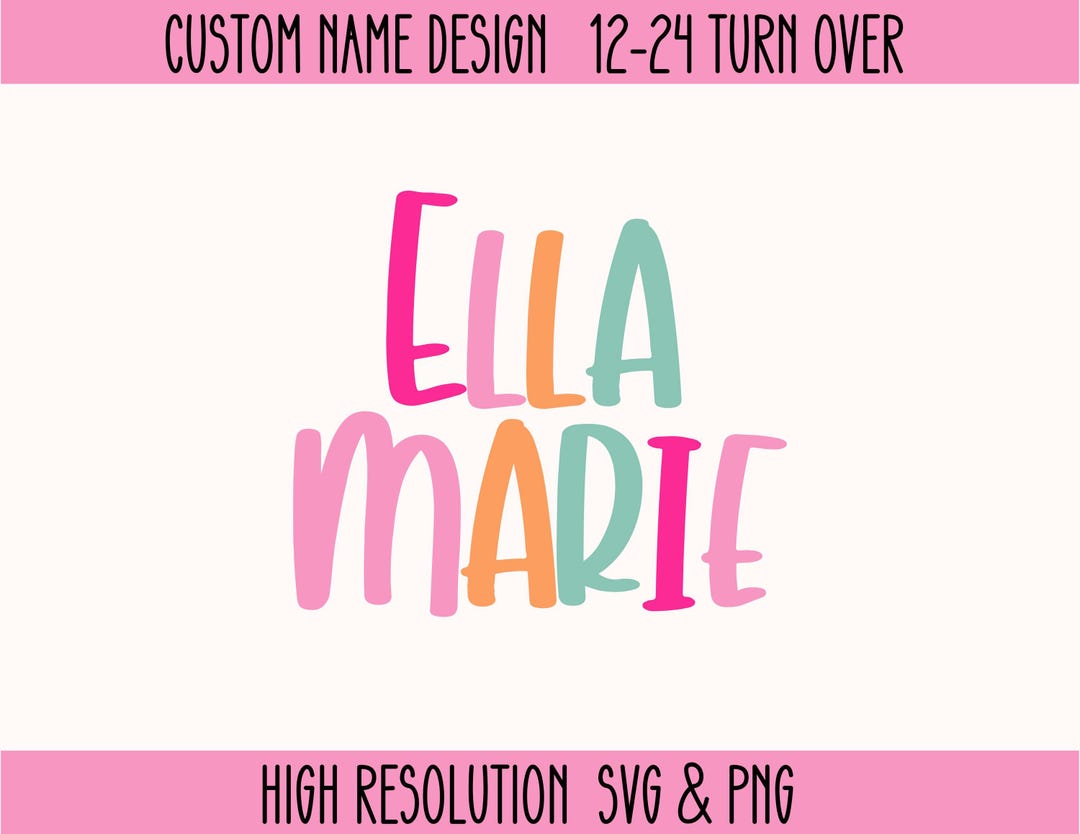 Custom Name PNG, Little Girl Name Design, Trendy Colorful Name Download ...