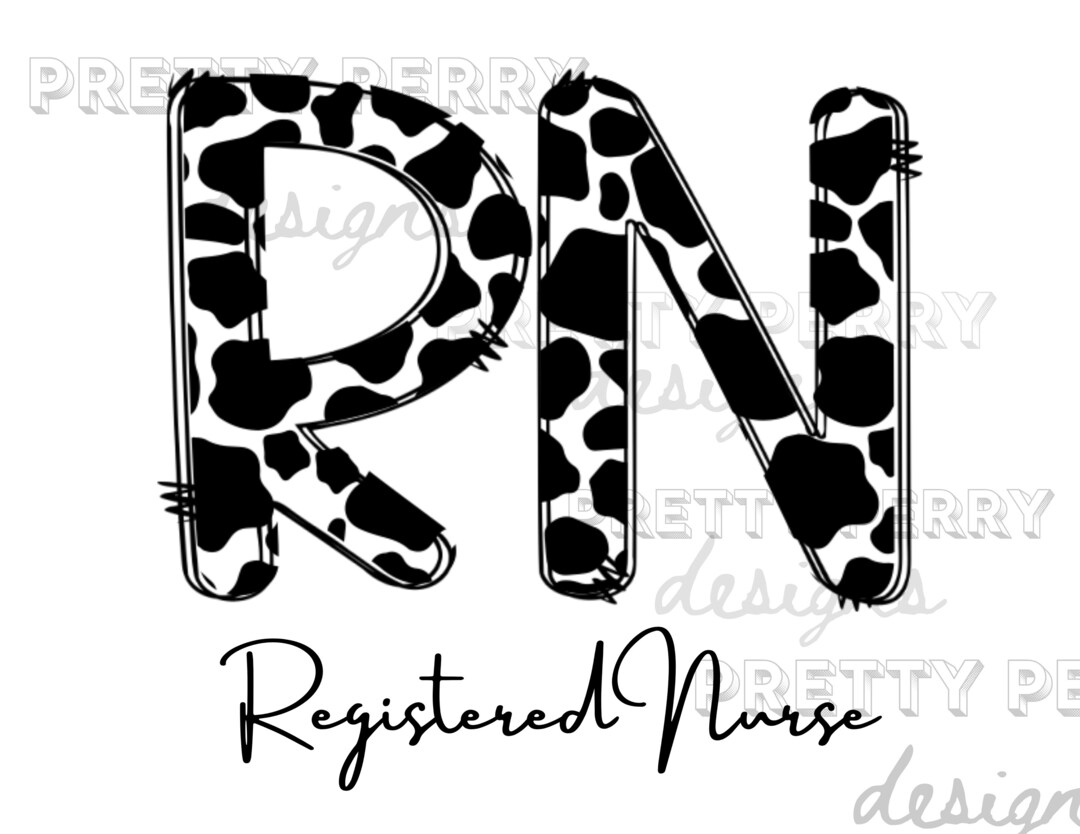 Cow Print RN Registered Nurse PNG Sublimation Digital Design - Etsy