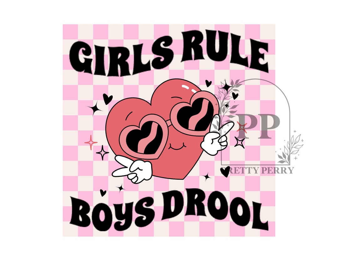 Girls Rule, Boys Drool PNG, Kids Vday PNG, Valentine Checkered Trendy Sublimation Design - Etsy