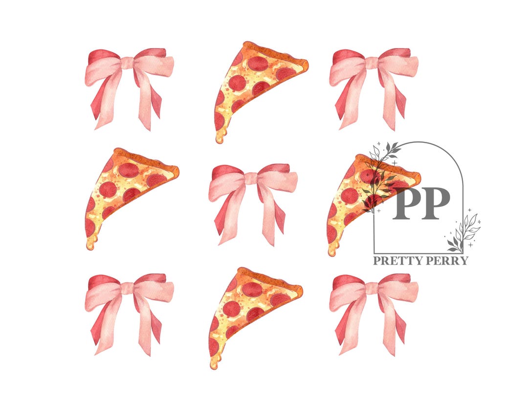 Pizza Coquette Bow PNG, Trendy Girl Digital Design, Bow Shirt Design ...
