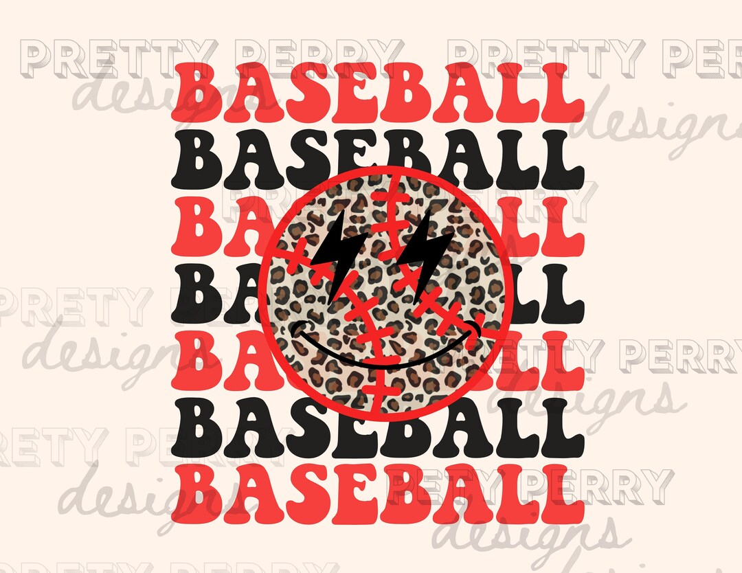 Retro Smiley Baseball PNG | Retro Baseball Sublimation Design ...