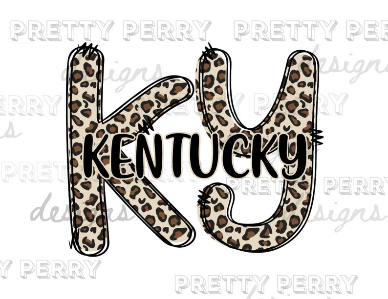 Kentucky UK KY Doodle Font Cheetah Print Sublimation PNG Design - Etsy