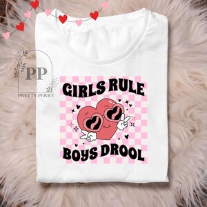 Girls Rule, Boys Drool PNG, Kids Vday PNG, Valentine Checkered Trendy ...