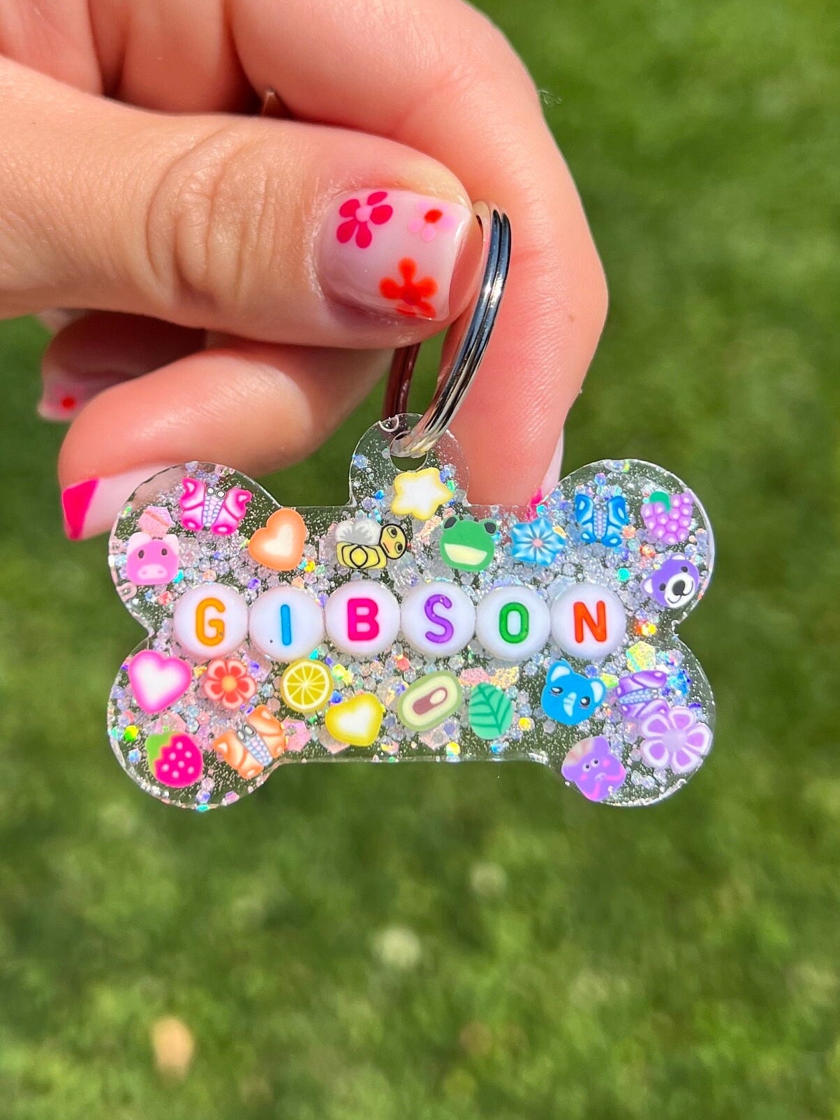 Personalized Resin Dog Name Tag/keychain With Phone Number Option ...