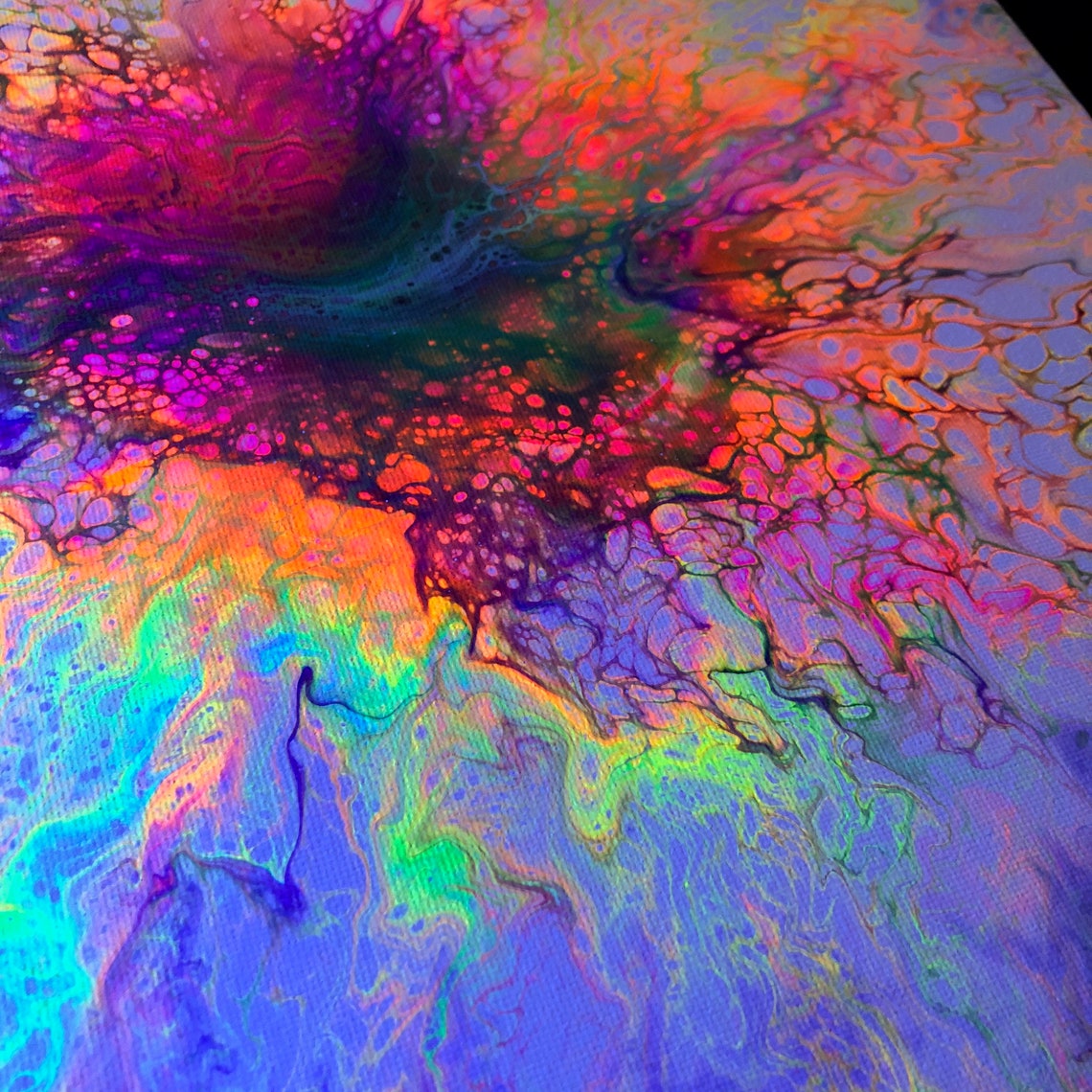 12x12 Neon Acrylic Pour Painting on Canvas | Etsy