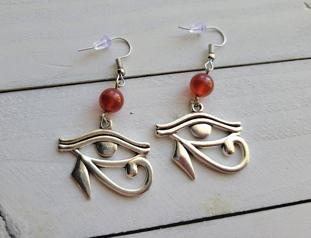 Kemetic Eye of Horus Earrings With Red Carnelian - Etsy