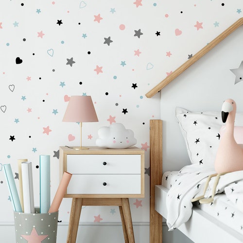 Kids Wallpaper With Floral Pattern Peel and Stick Wall Mural - Etsy