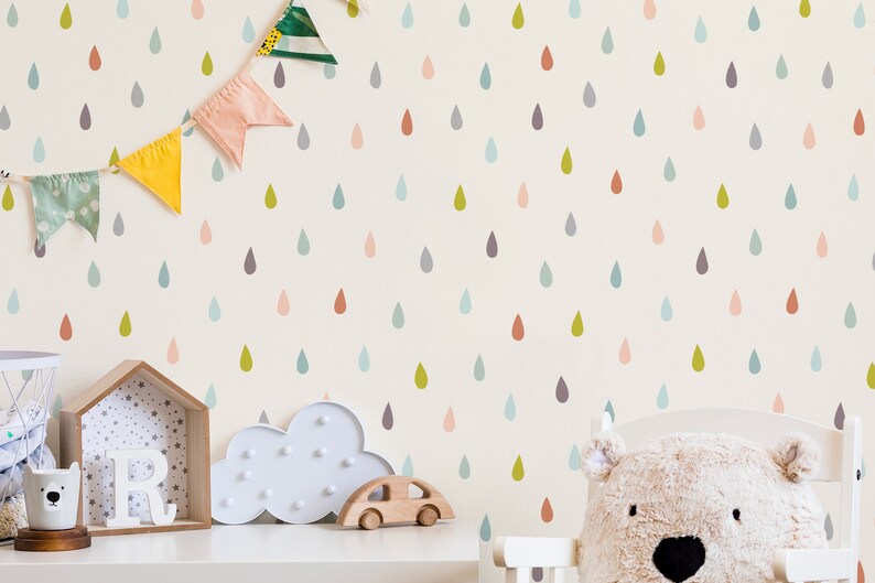 Light Beige Baby Wallpaper With Colorful Drops, Wallpaper for Kids ...