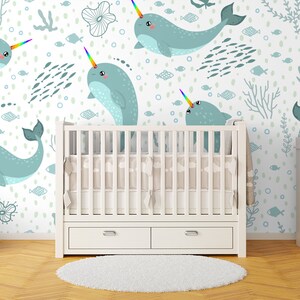 Magic Narwhals, Rainbow Pattern, Cute Unicorn of Sea Wallpaper | Peel ...