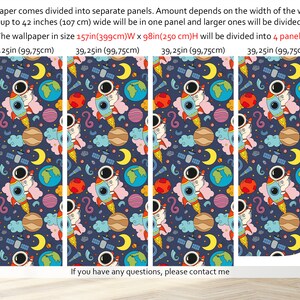 Abstract Space Wallpaper With Astronaut, Rocket, Wall Mural, Removable ...