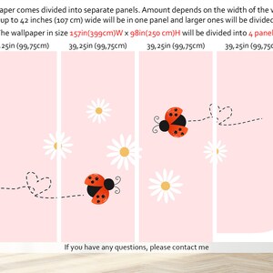 Ladybug and Daisy Flower Wallpaper, Nursery Wall Art, Self Adhesive ...