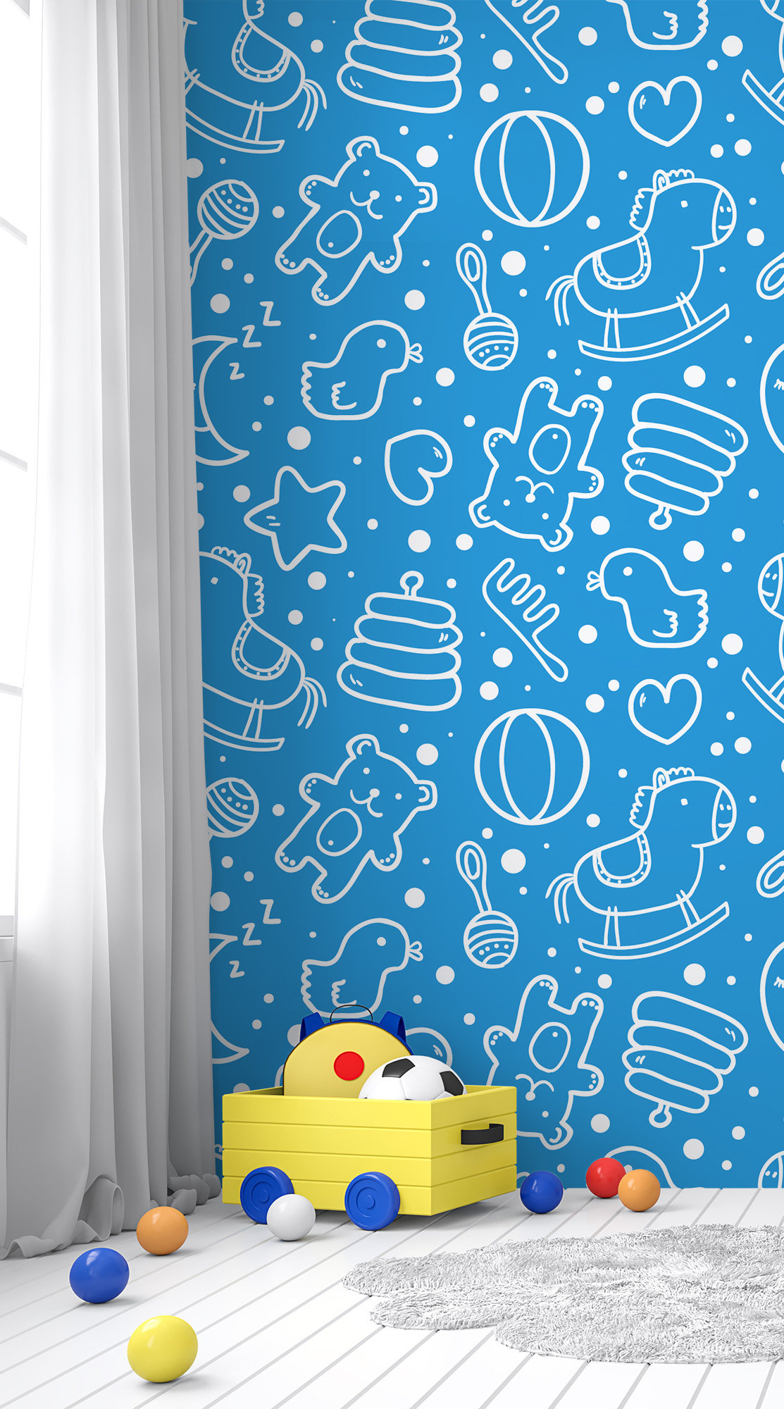 Baby Blue Wallpaper Pattern for Kids Removable Nursery - Etsy