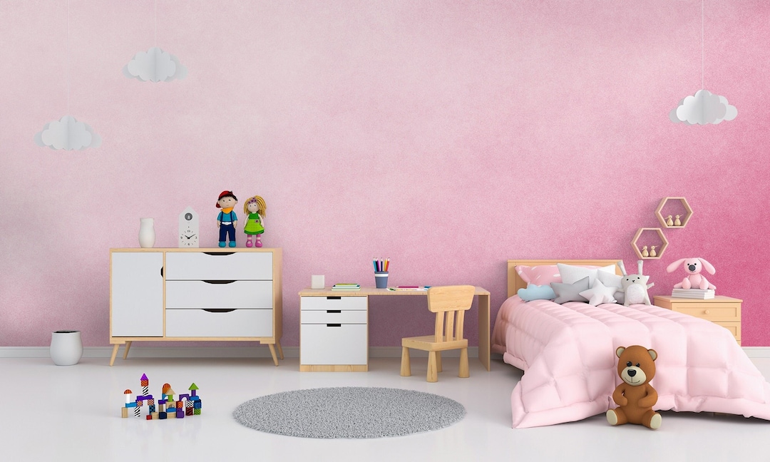 Pink Watercolor Wallpaper, Nursery Wallpaper, Peel & Stick, Self ...