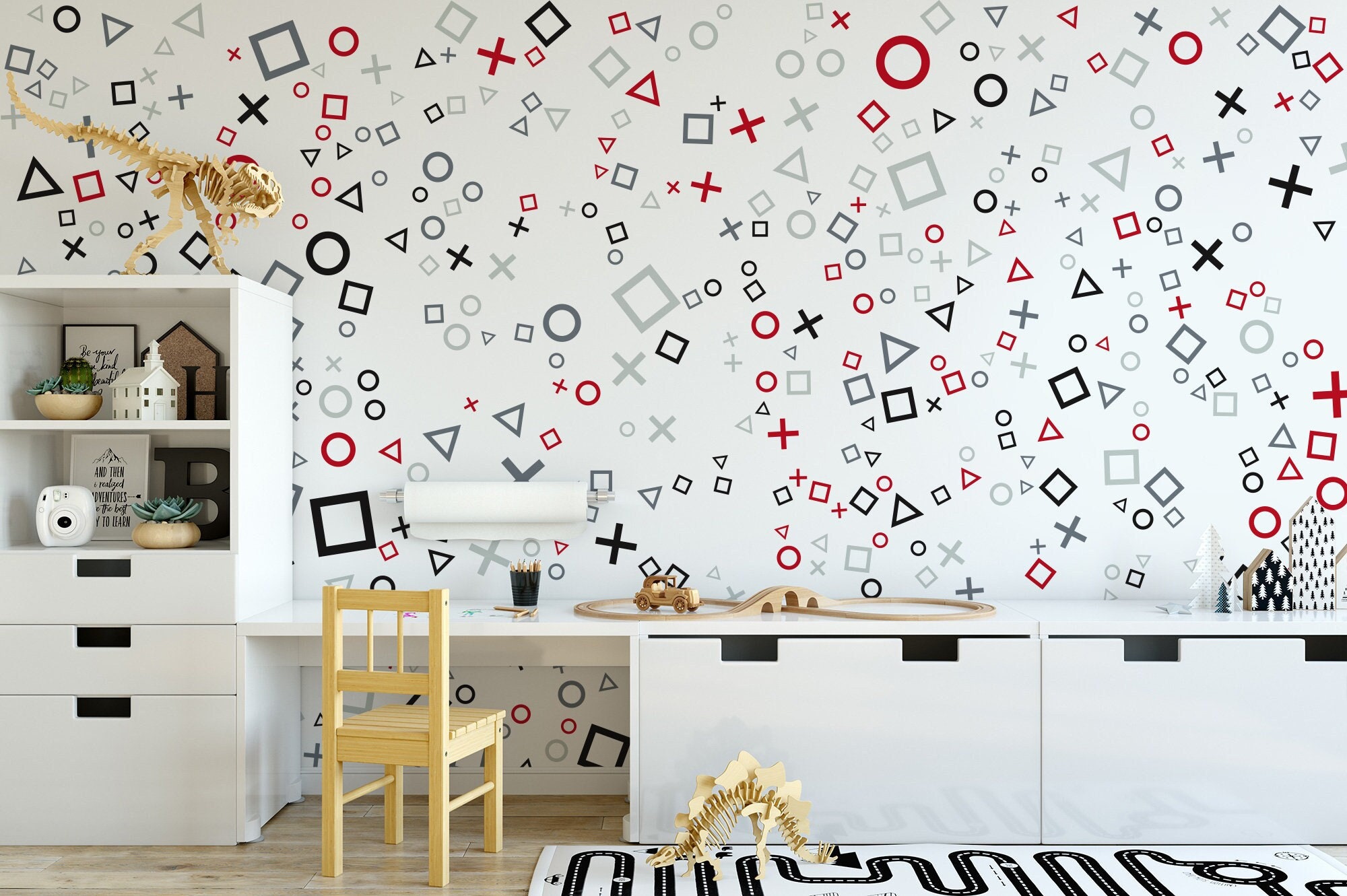 Game Wallpaper Geometric Shapes Wall Decor Self Adhesive - Etsy