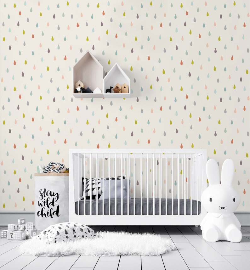 Light Beige Baby Wallpaper With Colorful Drops, Wallpaper for Kids ...
