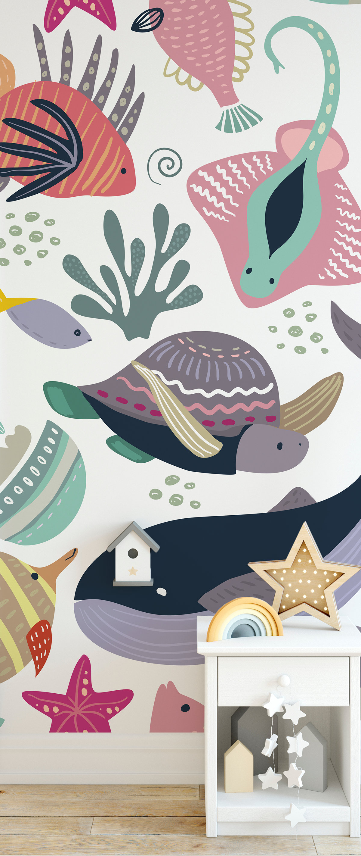 Underwater Wallpaper, Marine Life, Sea Animals Pattern | Peel and Stick ...