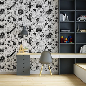 Cat Pattern, Galaxy Wallpaper, Space Animal, Wall Decor, Self Adhesive ...