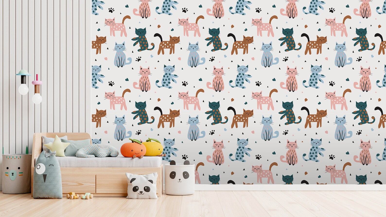 Cat Wallpaper, Wall Mural for Kids, Nursery Wallpaper, Peel and Stick ...