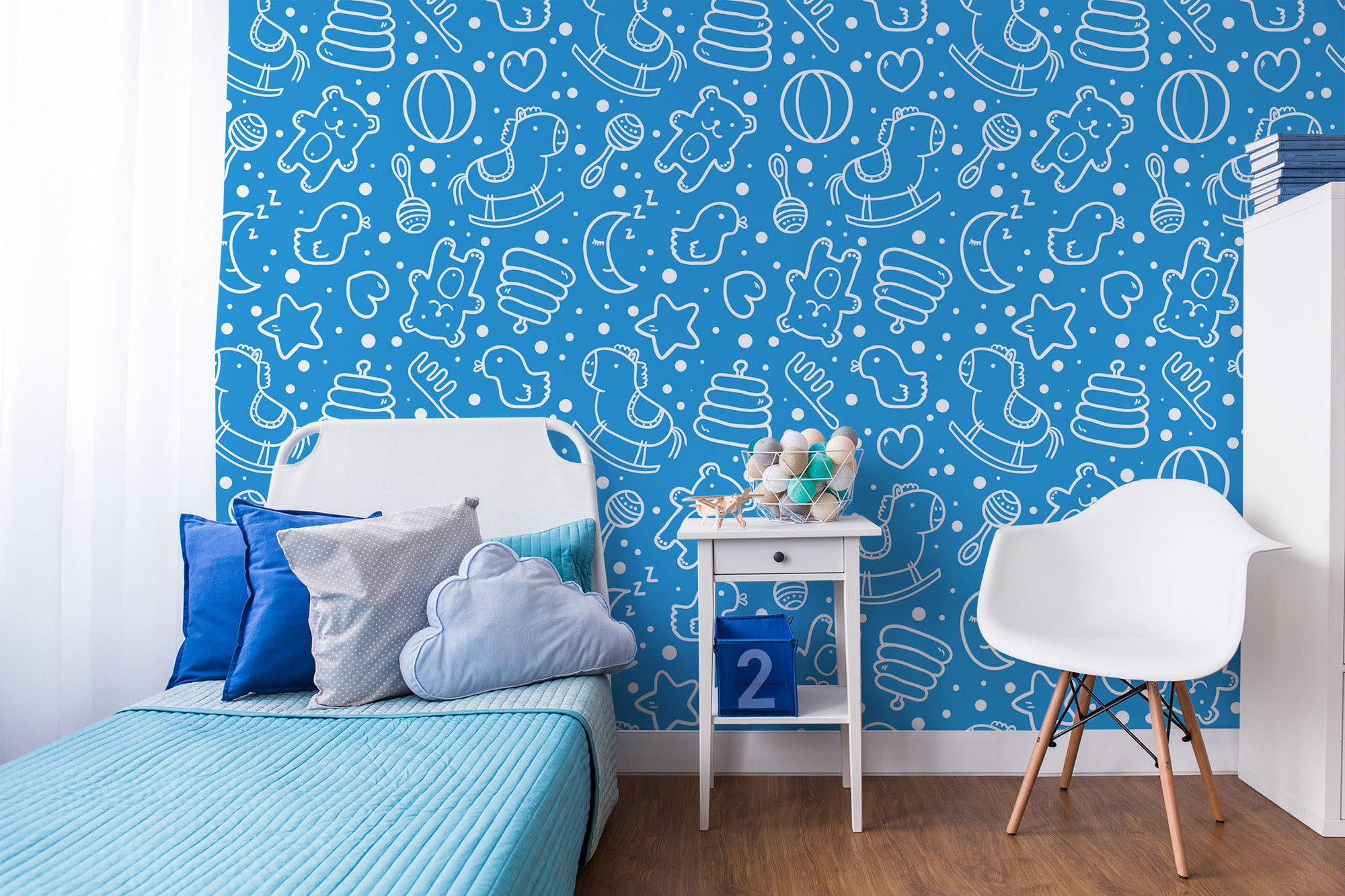 Baby Blue Wallpaper Pattern for Kids Removable Nursery - Etsy