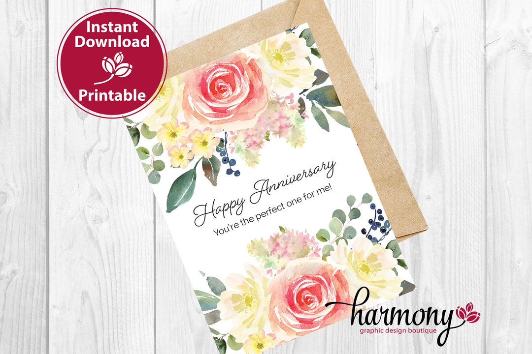 Printable Wedding Anniversary Card - Etsy