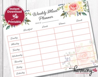 Weekly Meal Planner Printable Letter & A4 Planner Insert - Etsy