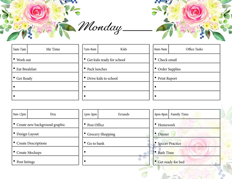 Printable Daily Block Planner - PDF in Three Sizes: Letter, A4, & A5 ...