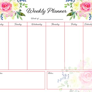Printable Weekly Planner PDF in Three Sizes: Letter A4 and - Etsy