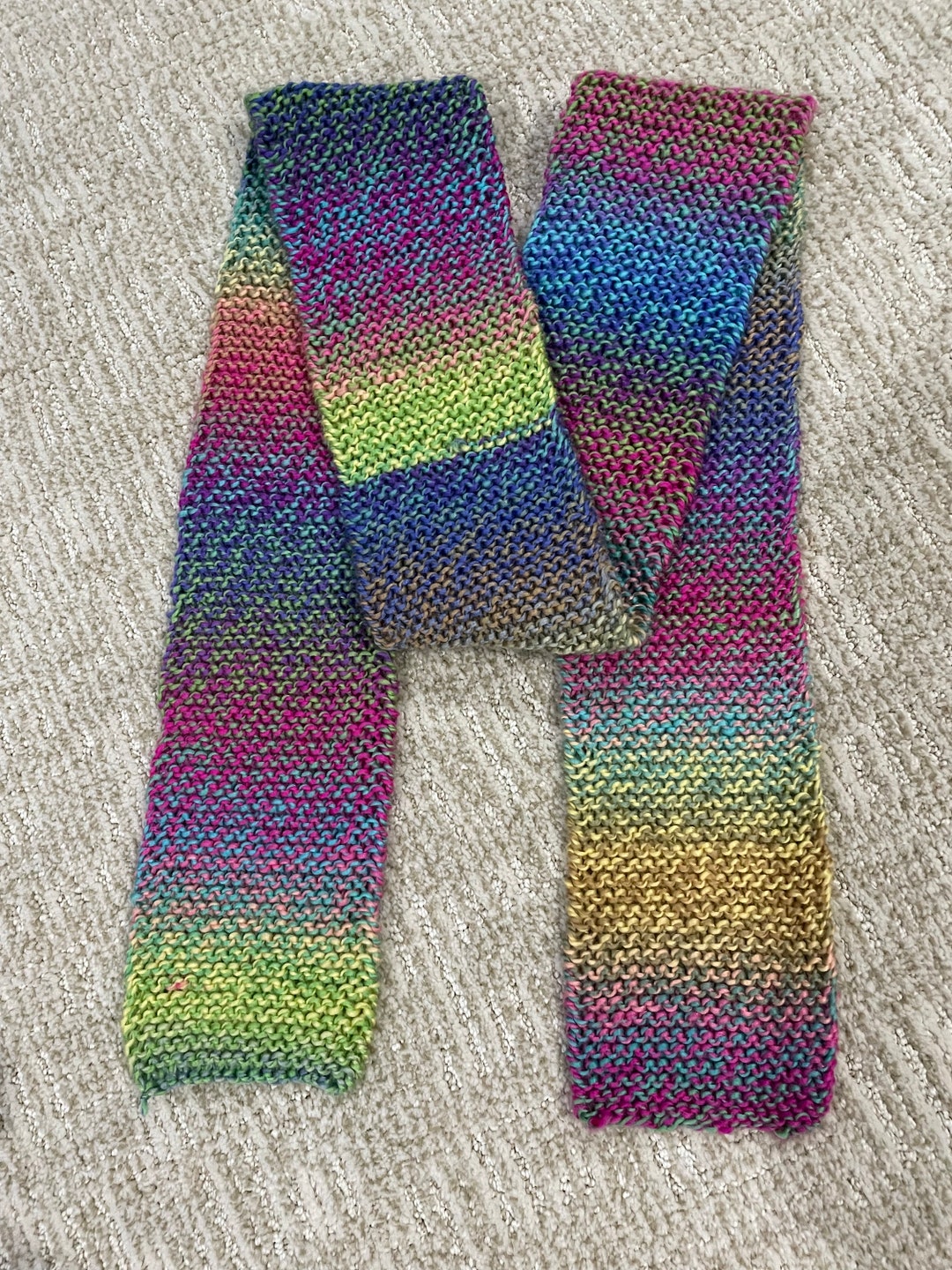 Handmade Knit Scarf Bright Muti Colored - Etsy