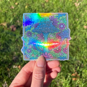 Be Amazed Nature Lover Retro Psychedelic Holographic Sticker Waterproof ...