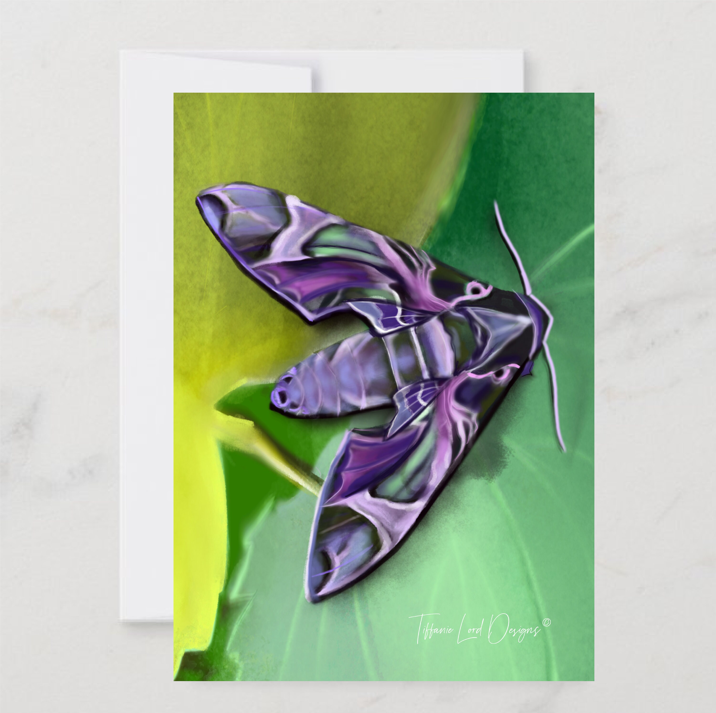 Purple Hawk Moth / Fine Art Card / Watercolor Felt | Etsy