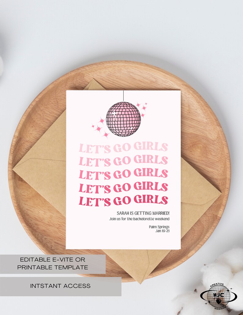 Let's Go Girls Bachelorette Invitation Template Let's Go Girls ...
