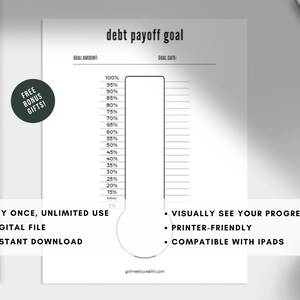 Debt Payoff Goal Tracker Debt Tracker Printable Debt Free - Etsy