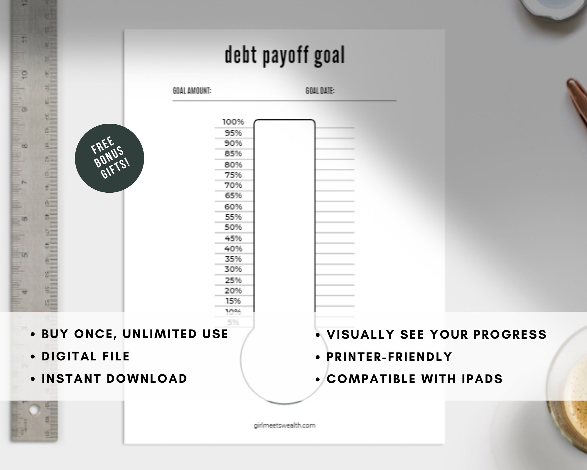 Debt Payoff Goal Tracker Debt Tracker Printable Debt Free - Etsy