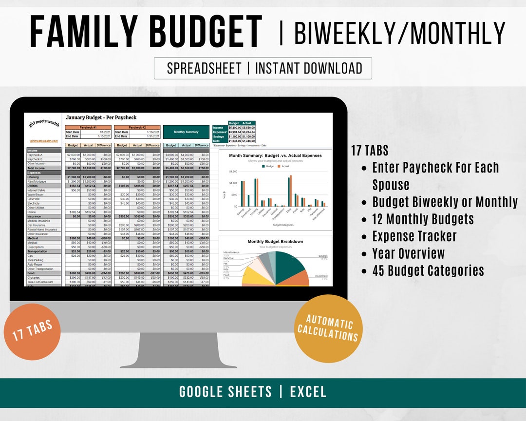 Ultimate Family Budget Planner, User-friendly Budget Spreadsheet, Excel ...