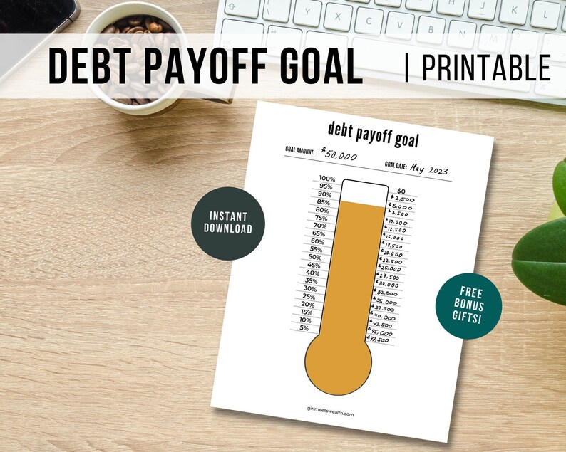Debt Payoff Goal Tracker Debt Tracker Printable Debt Free - Etsy
