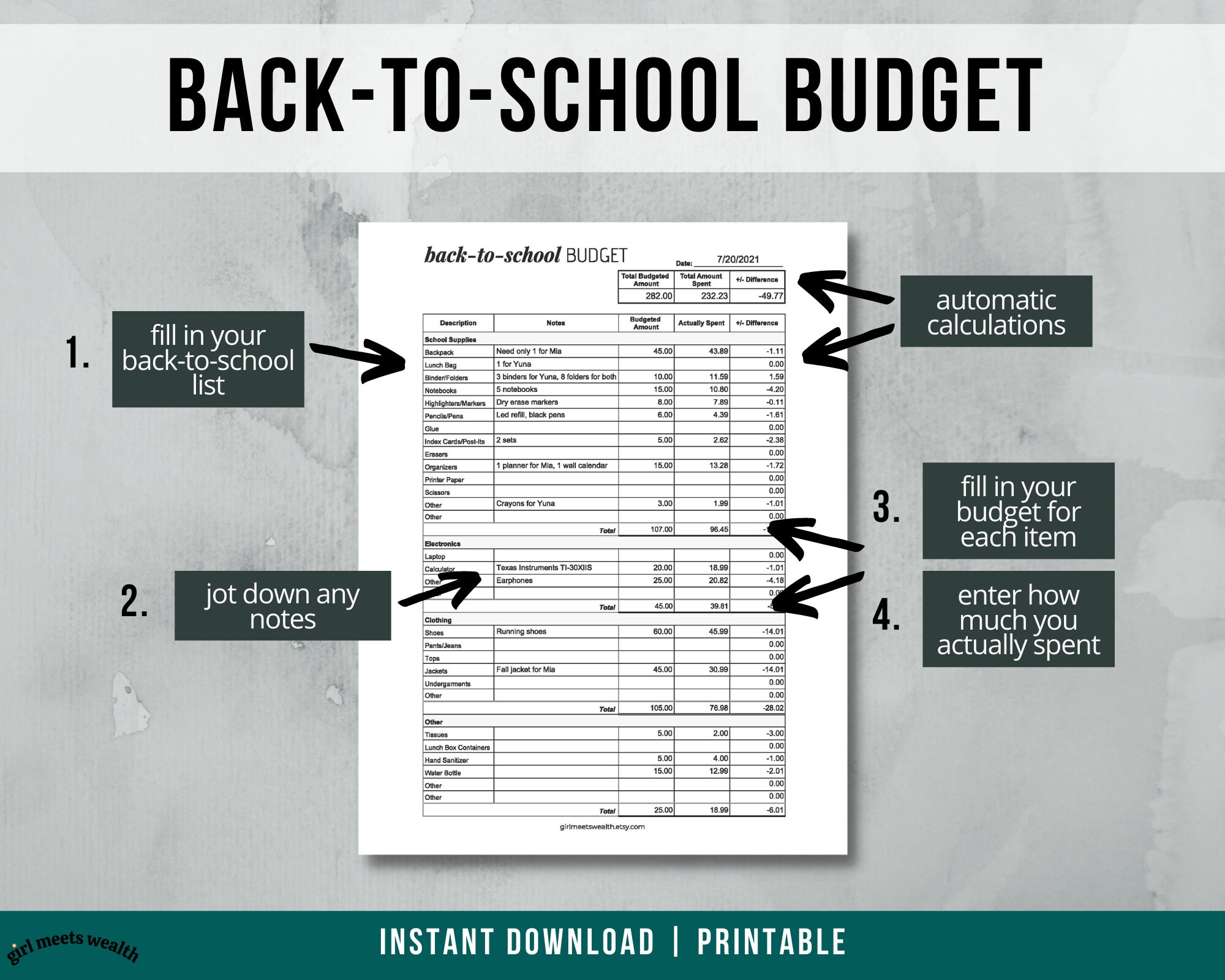 Back To School Budget Budget Template Back To School Etsy Back To School Budget Budget Template Back To School Etsy