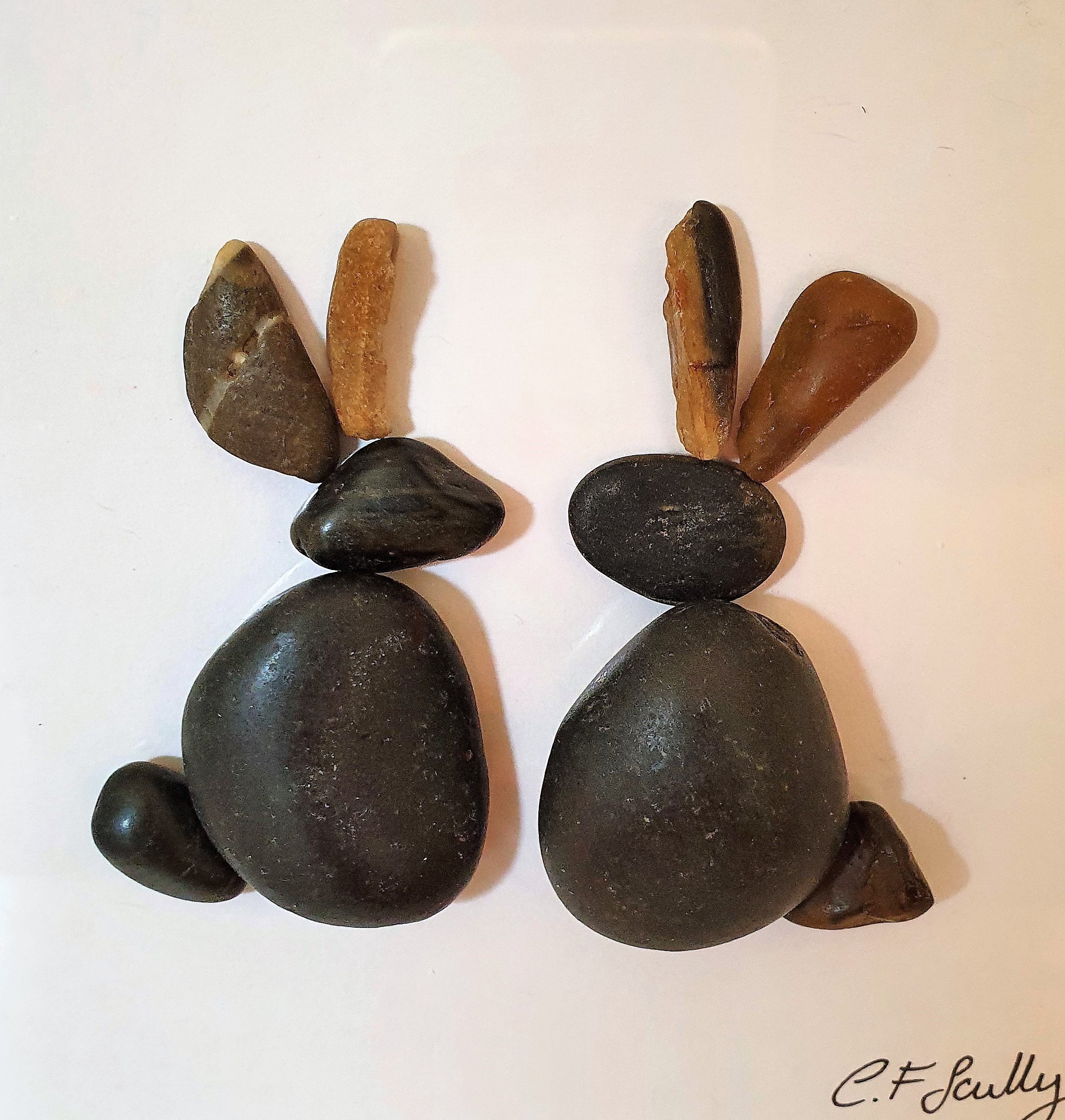Pebble Art, Framed Pebble Pictures, Hares, Rabbits, Animals, Couple ...