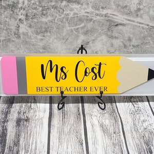 Pencil Teacher Name Sign, Personalized Teacher Tiles, Teacher ...