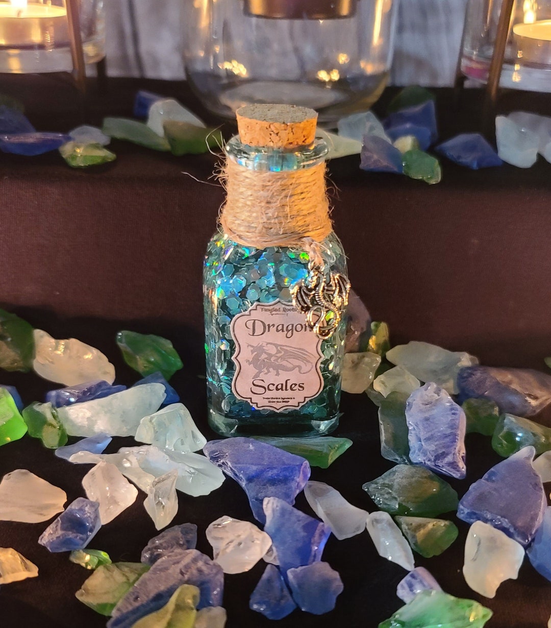 Dragon Scales Halloween Potion Bottle Decor Blue Teal - Etsy