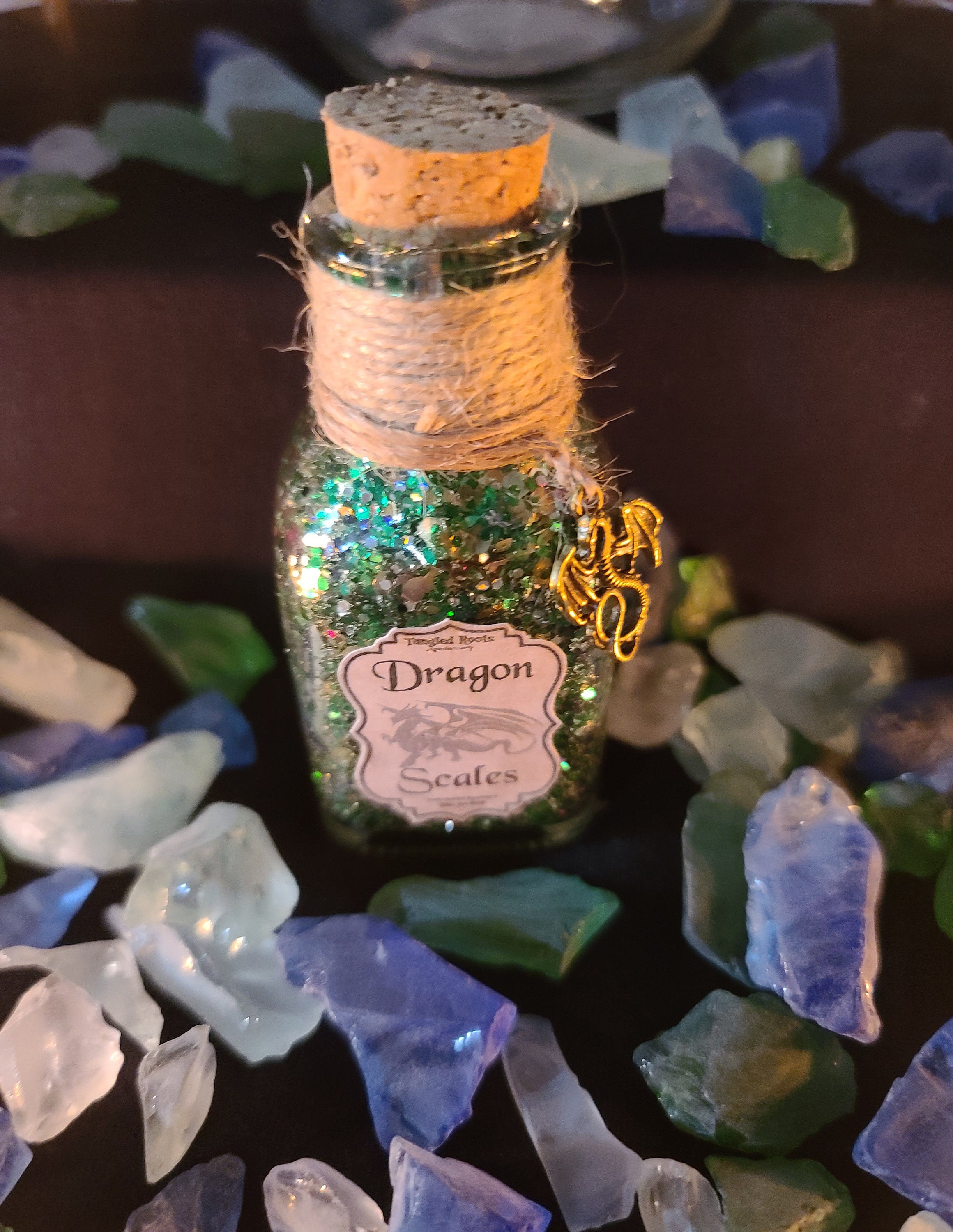 Dragon Scales Halloween Potion Bottle Decor Green and Gold - Etsy