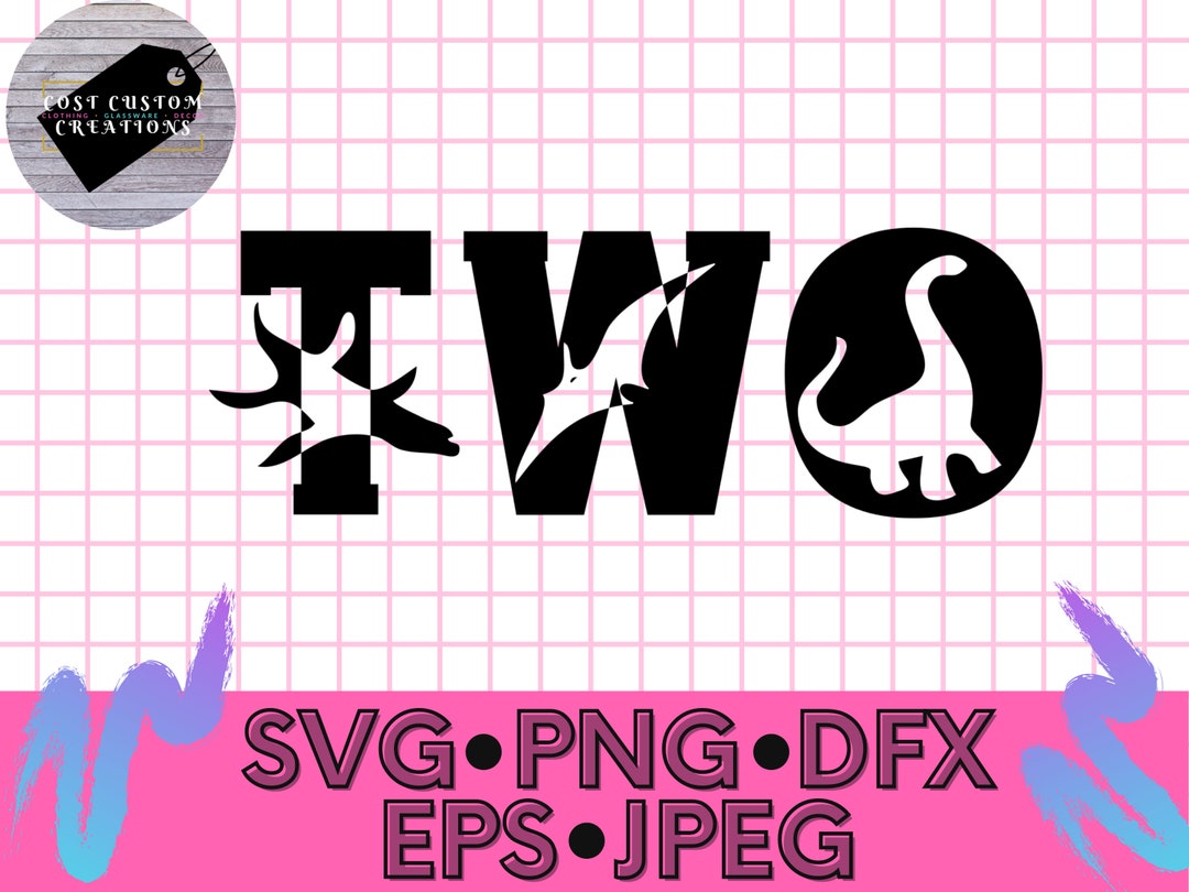 Dinosaur Numbers Two SVG, Dinosaur Birthday Svg, Dinosaur Birthday ...