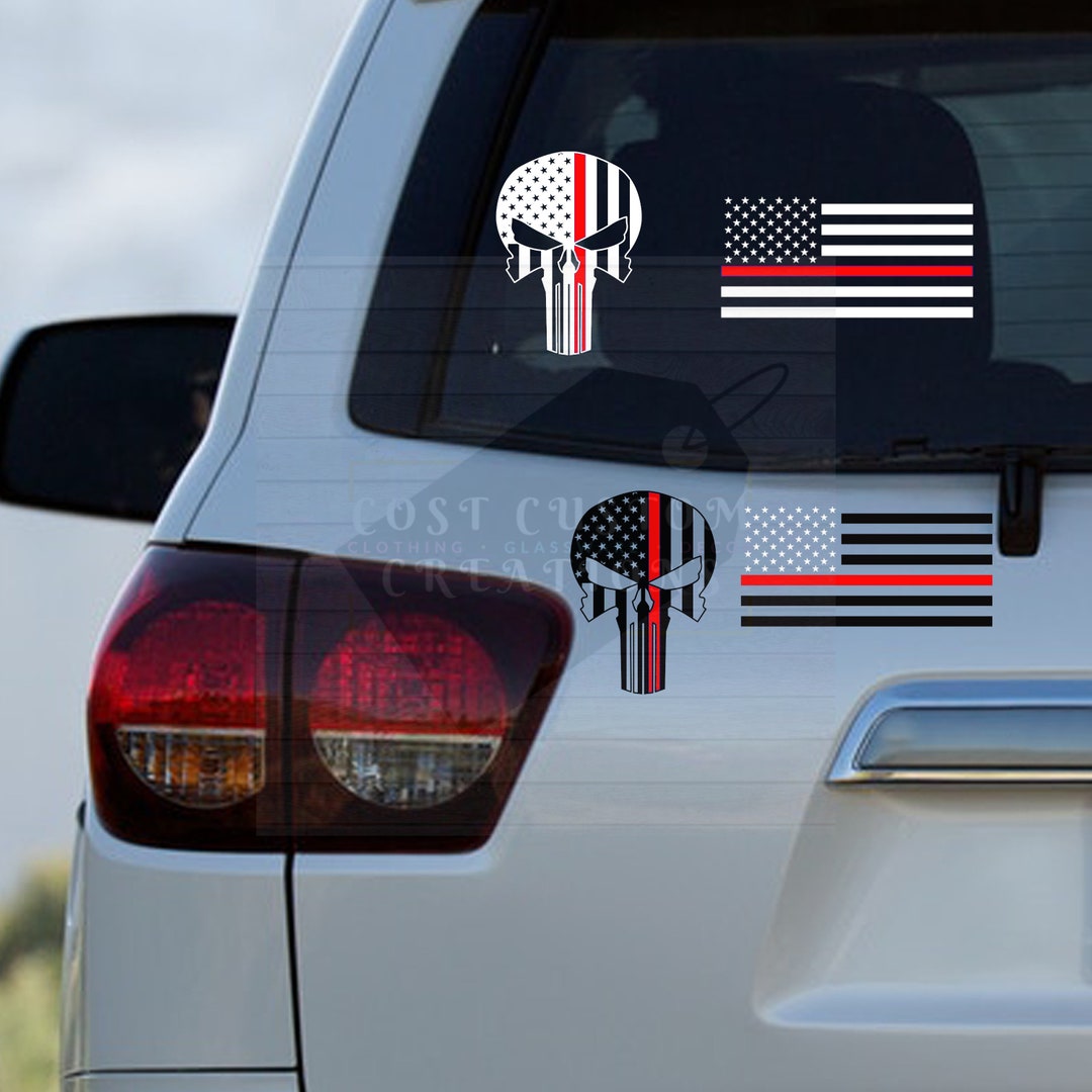 Thin Red Line Firefighter Car Decal - Etsy