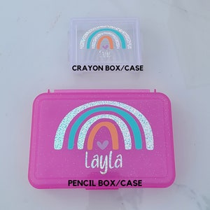 Back to School Supplies Personalized Crayon Box, Rainbow, Craft Storage ...