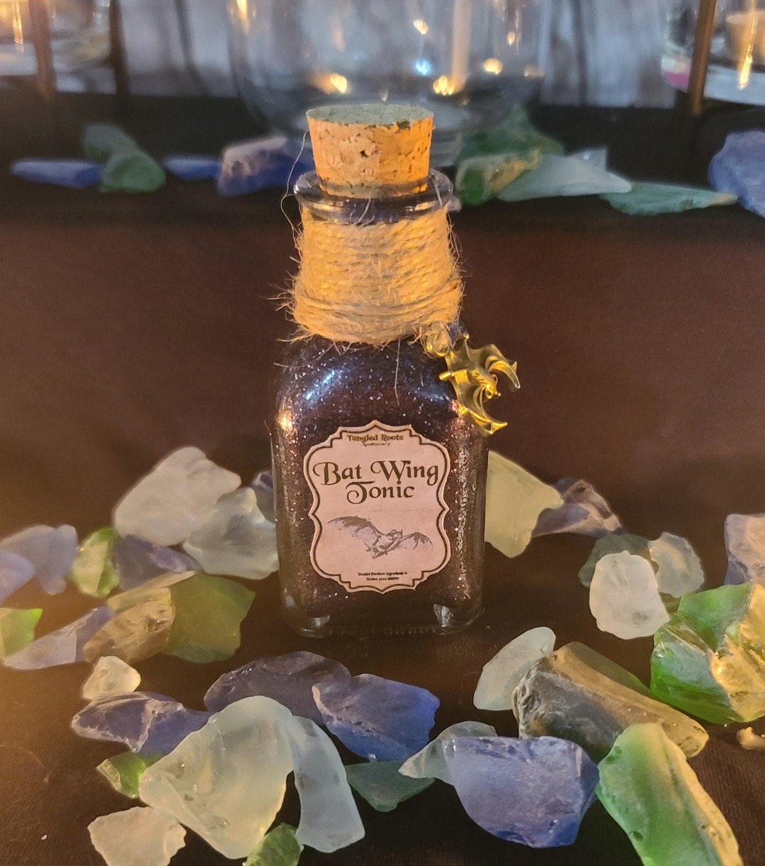 Bat Wing Tonic Potion Bottle Halloween Witch and Wizard Tiered Tray ...