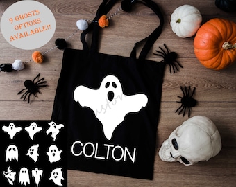 Personalized Halloween Boo Ghost Trick or Treat Bag, Kids Halloween ...