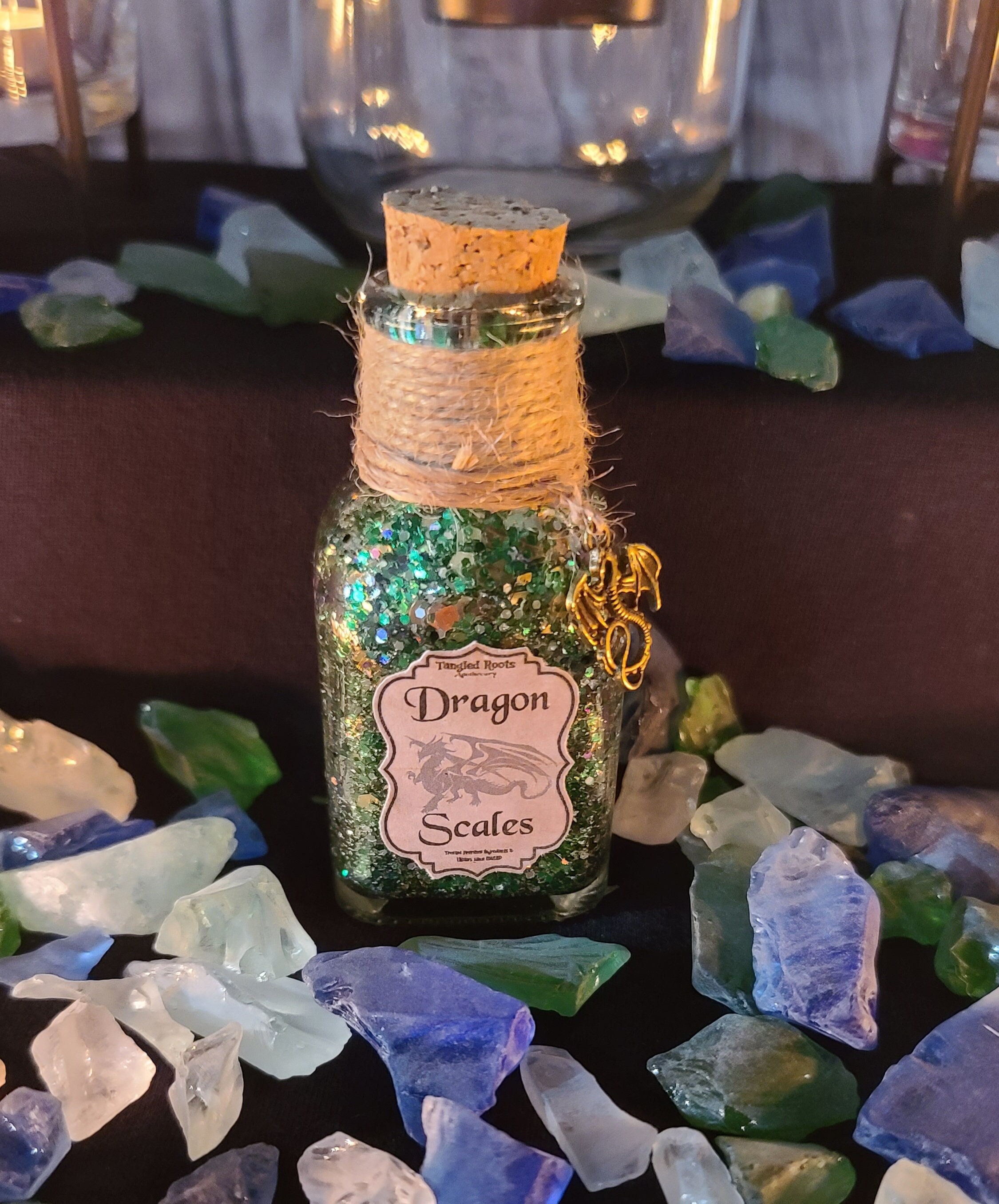 Dragon Scales Halloween Potion Bottle Decor Green and Gold - Etsy