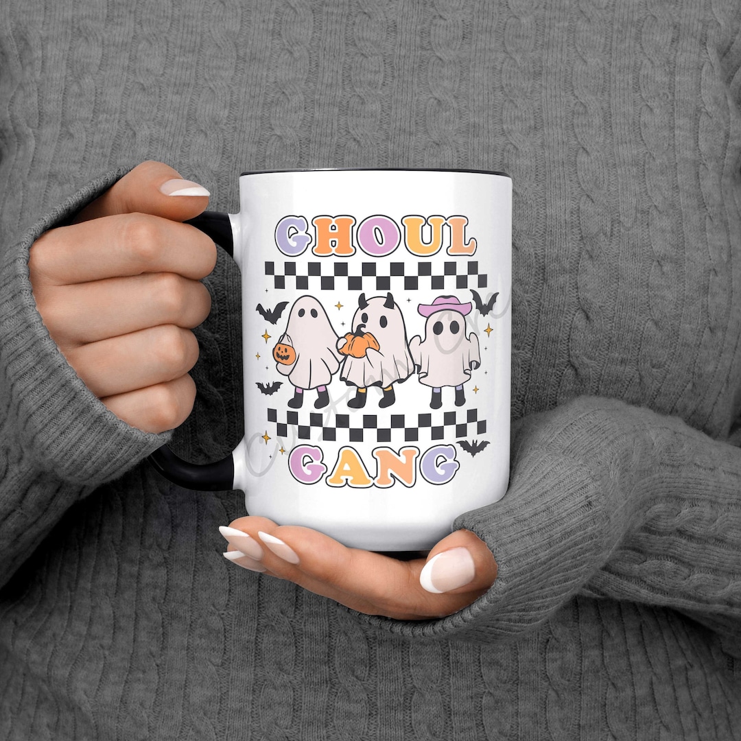 Ghoul Gang Retro Ghost Checkerboard Halloween Mug - Etsy